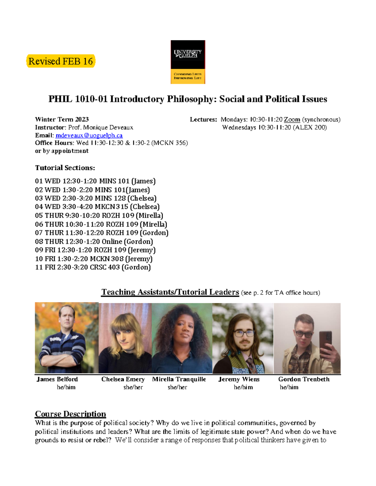 Phil 1010 Course Outline W 23 Feb 16 Revised Phil 1010 01 Introductory Philosophy Social And