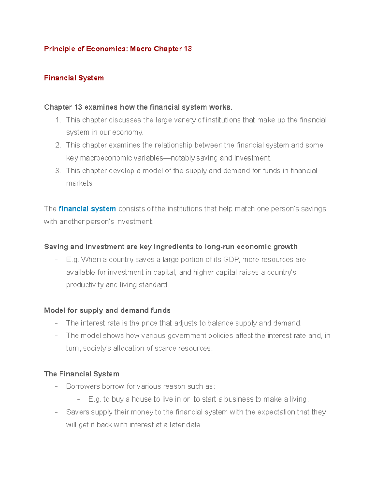 Principle of Economics Macro: Financial System - Principle of Economics ...