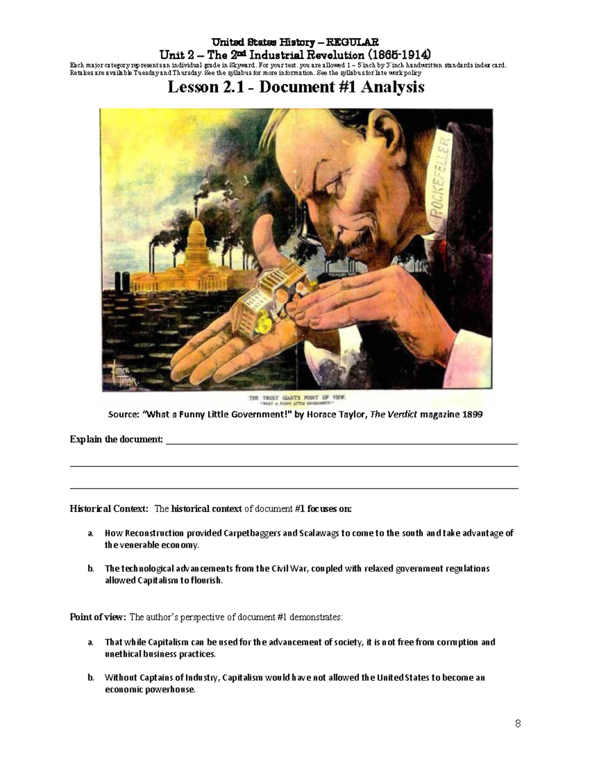 2 - just revolution - United States History – REGULAR Unit 2 – The 2nd ...