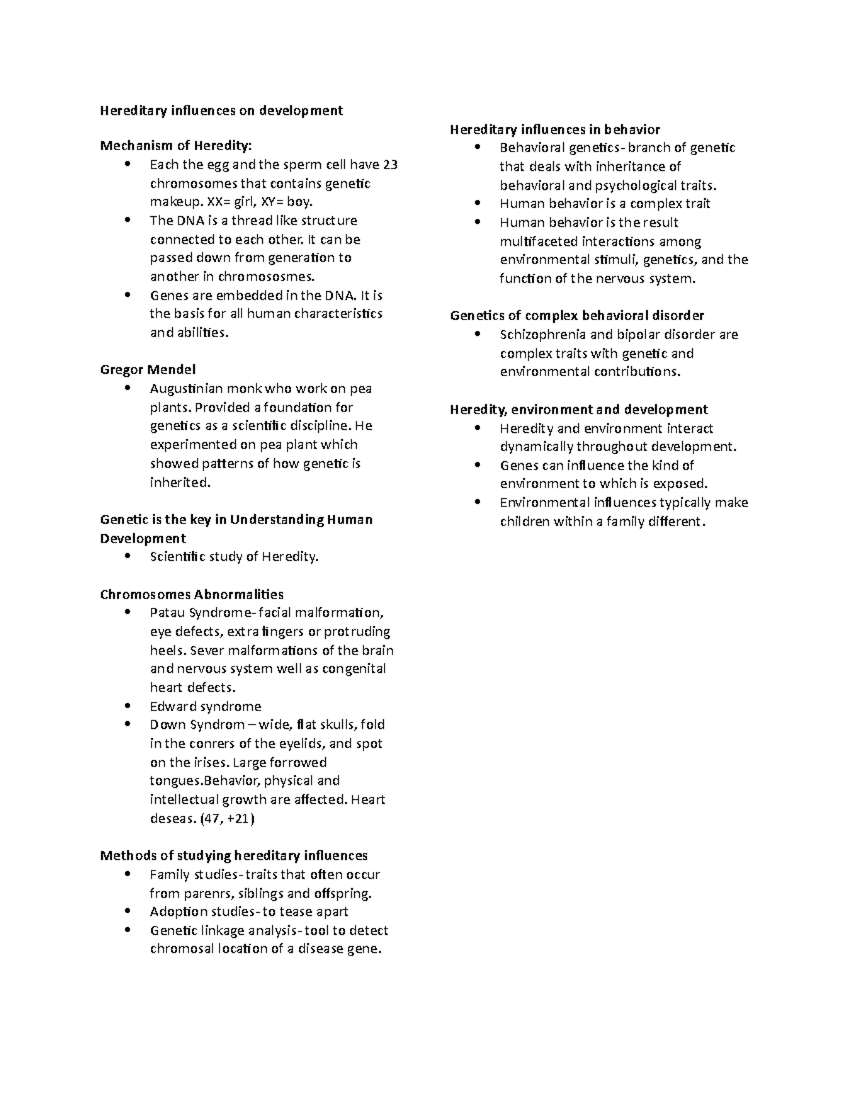 Hereditary influences on development - Hereditary influences on ...