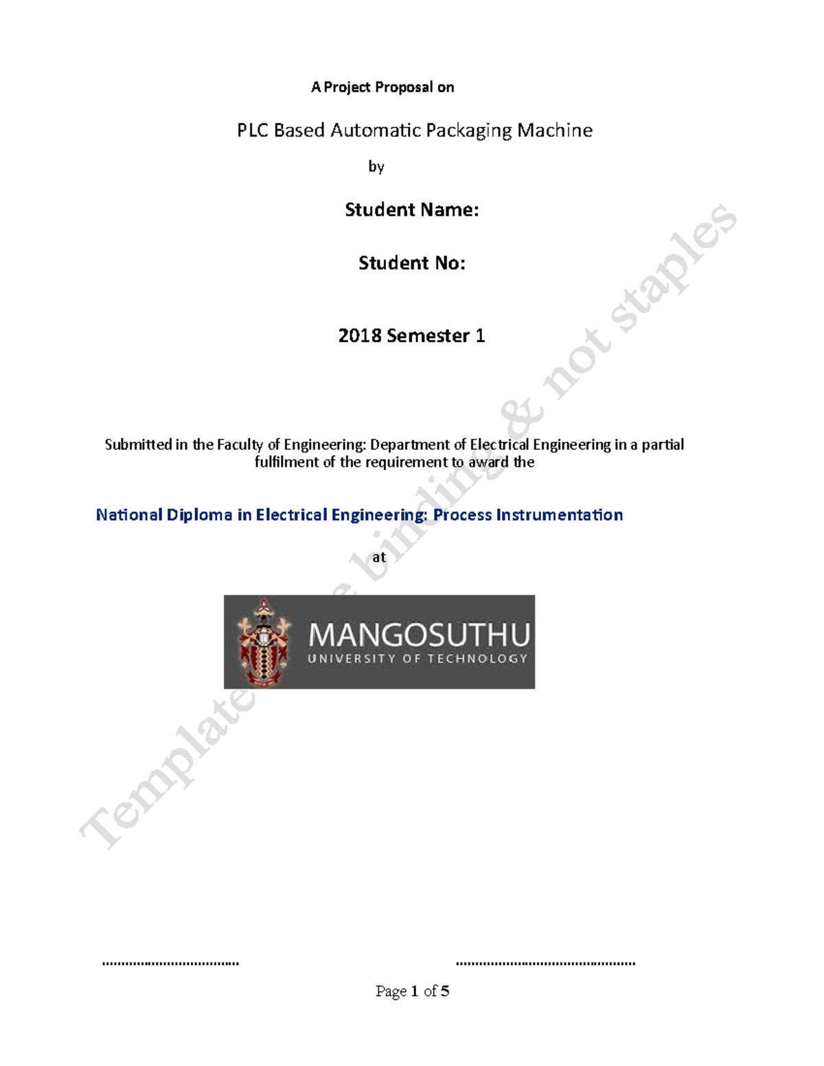 2.1 Proposal Template - A Project Proposal on PLC Based Automatic ...