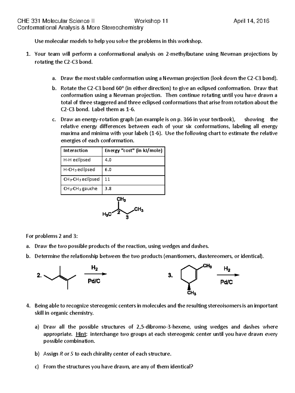 Assignment 11 - Conformational Analysis - Warning: TT: undefined function: 22 Warning: TT ...