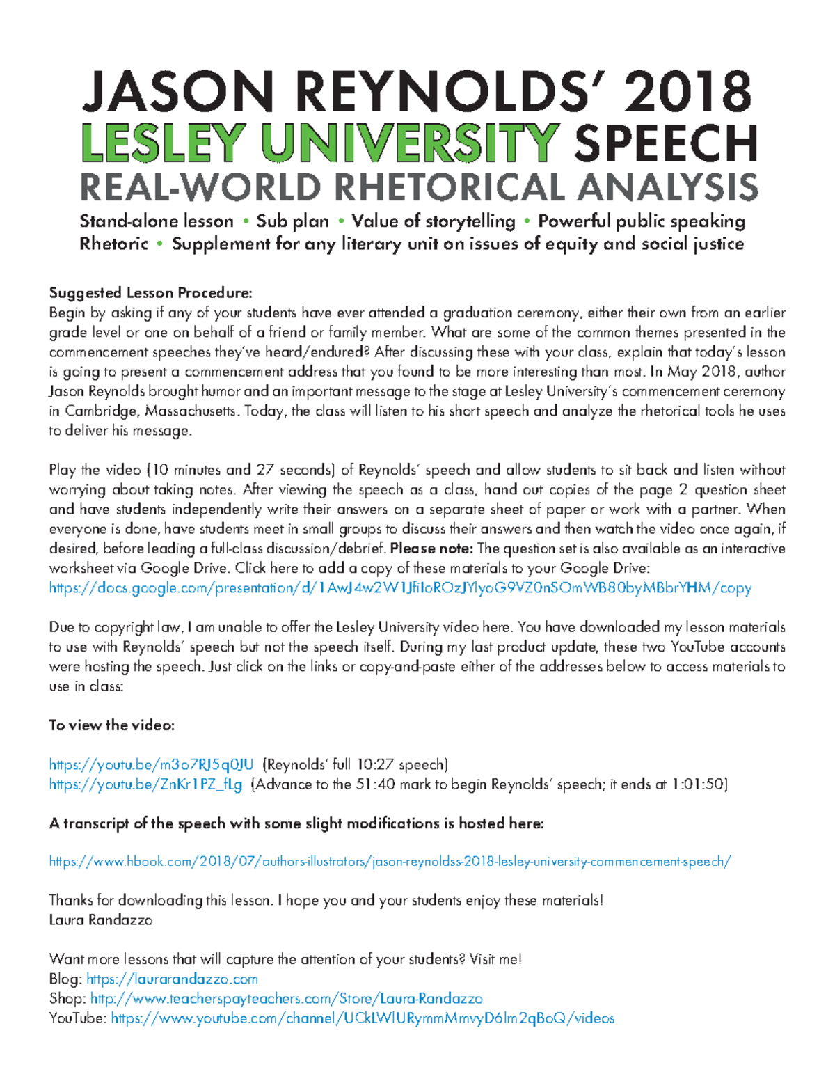 Jason Reynolds Freerhetorical Analysis Public Speaking PDFGoogle Drive ...