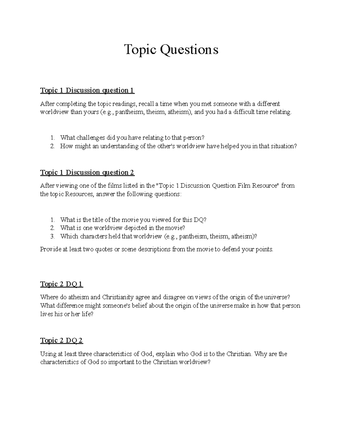 Topic Questions CWV 101 - Topic Questions Topic 1 Discussion question 1 ...
