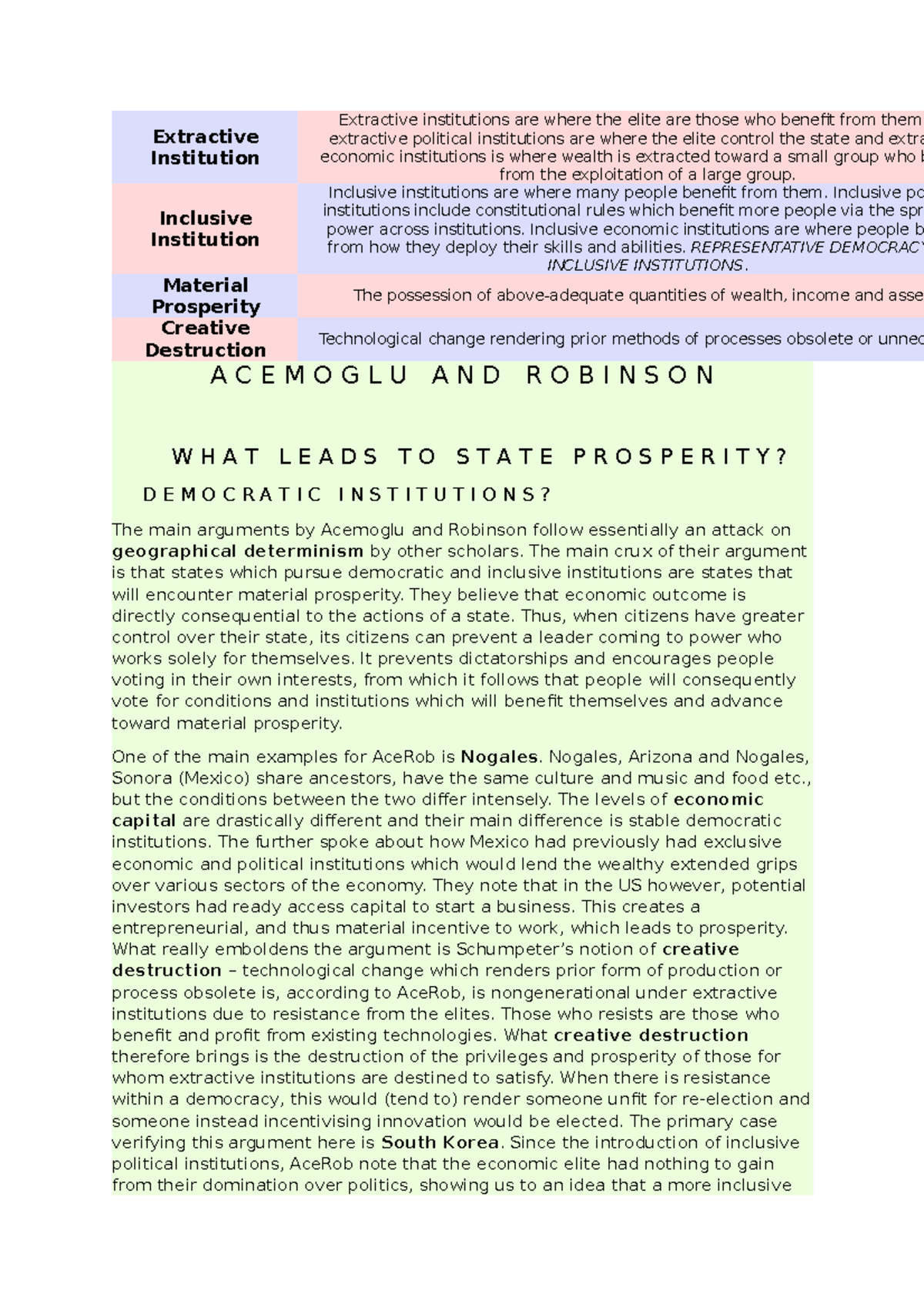 Acerob Revision - POL1 - Extractive Institution Extractive institutions ...