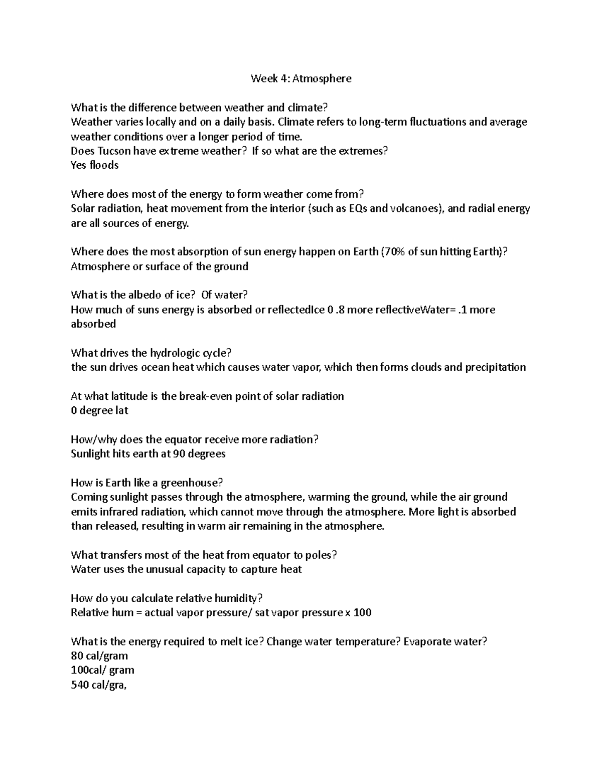 Week 4 Atmosphere - assignment - Week 4: Atmosphere What is the ...