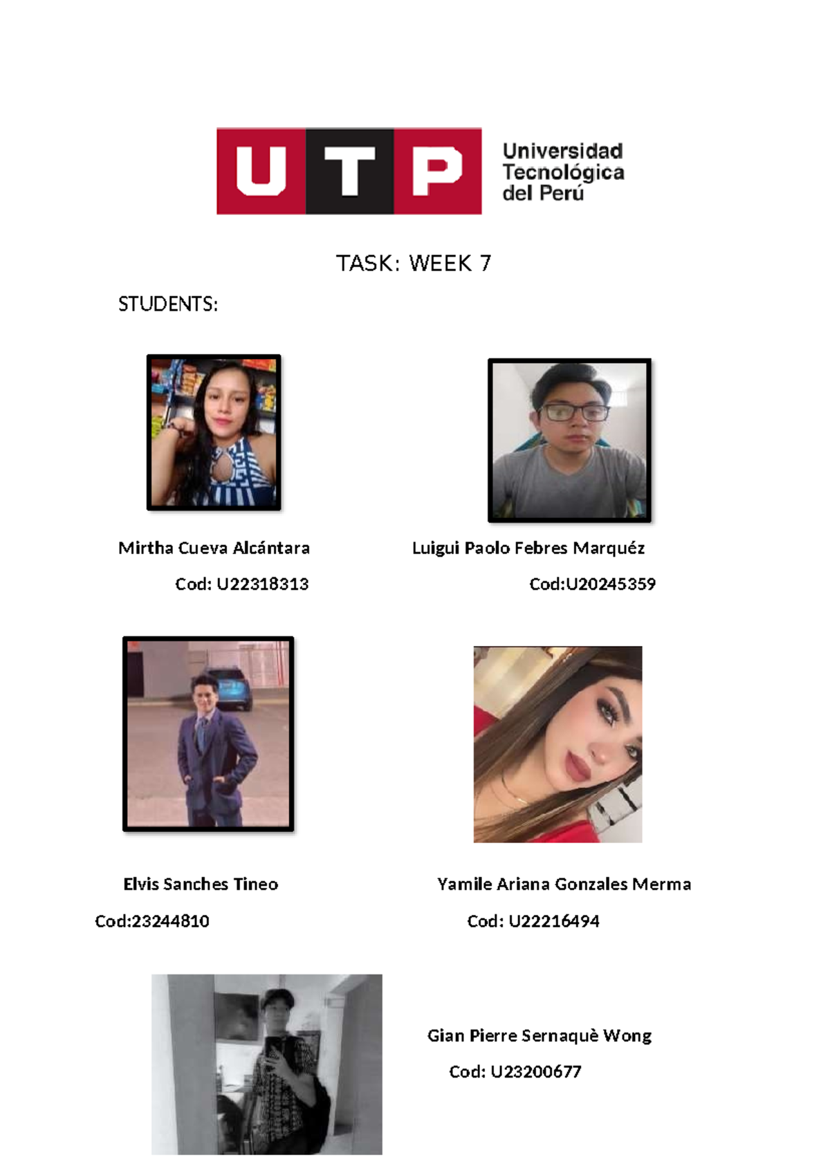 WEEK 7 - ingles, tarea - TASK: WEEK 7 STUDENTS: Mirtha Cueva Alcántara Luigui Paolo Febres ...