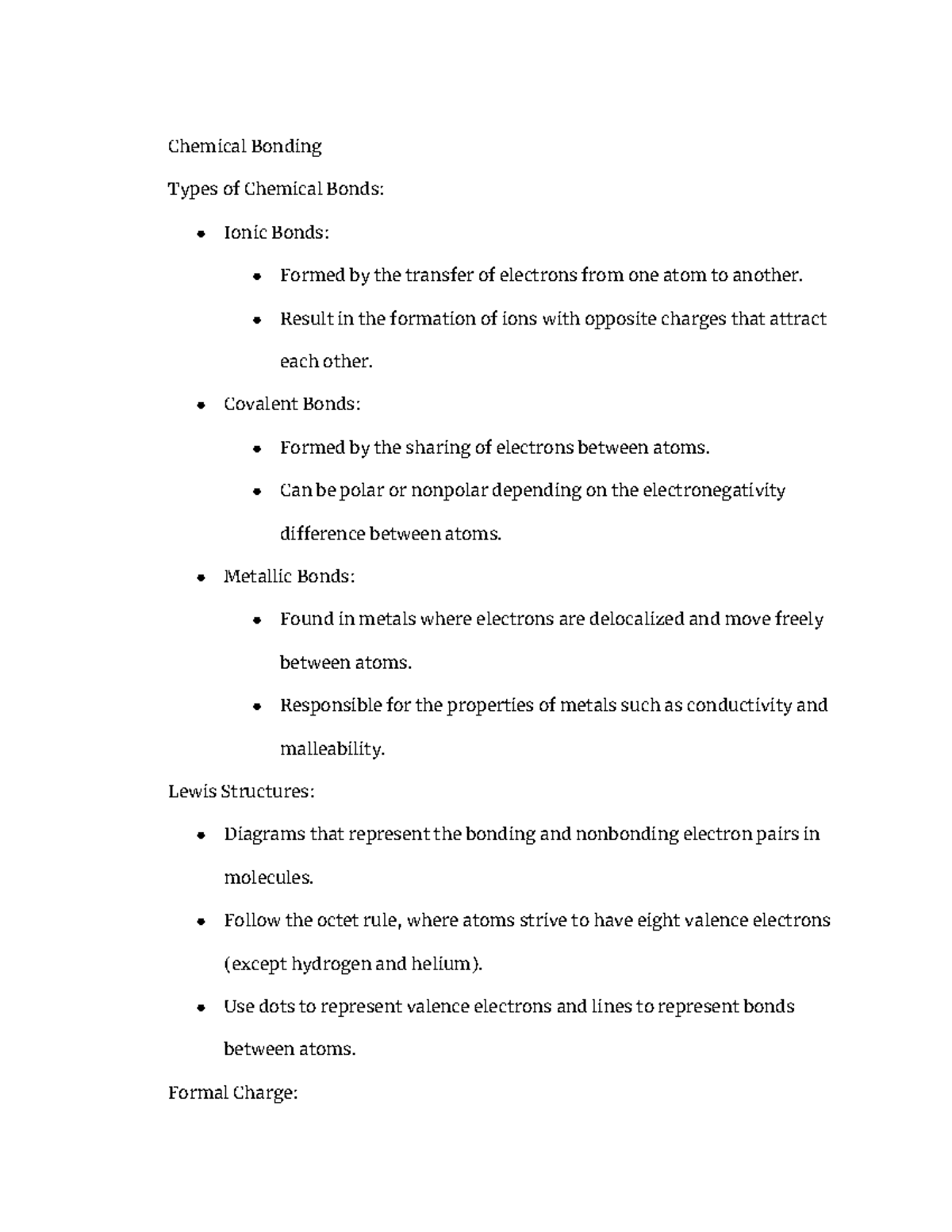 Chemical Bonding - Google Docs - Chemical Bonding Types of Chemical ...