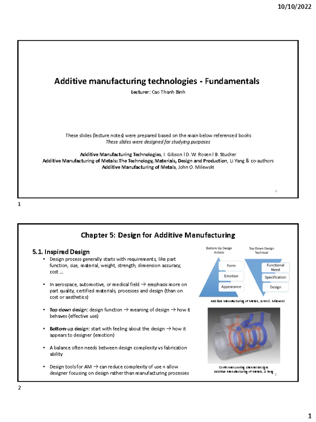 Bai-giang-AM 5 V2 - N/A - Additive manufacturing technologies - Fundamentals Lecturer: Cao Thanh ...