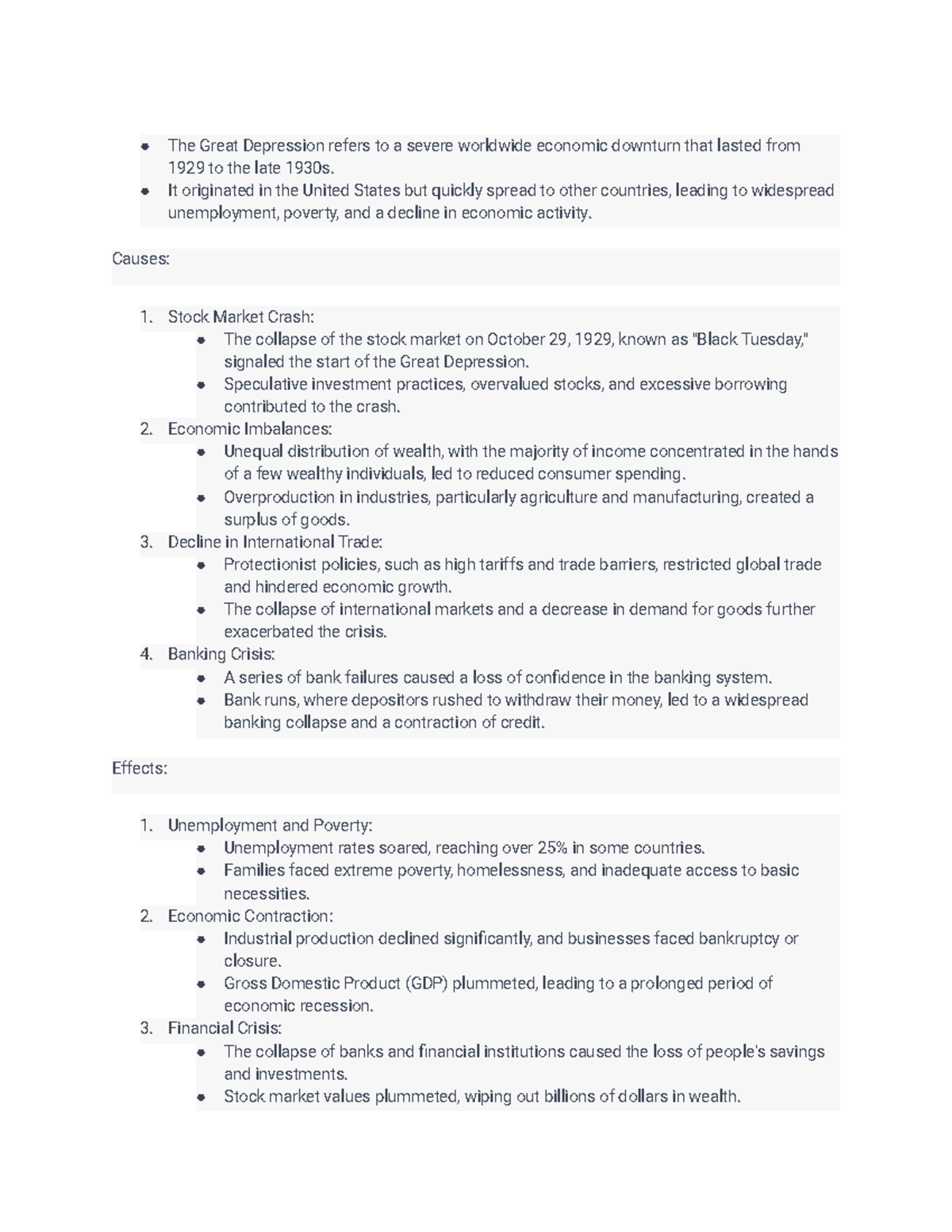 Great depression notes - The Great Depression refers to a severe ...