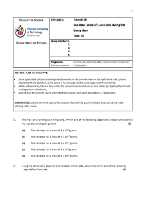 Tutorial 03 (EPH105C) 2022 - 1 Tutorial Questions _ April 2022 A person in a kayak starts ...