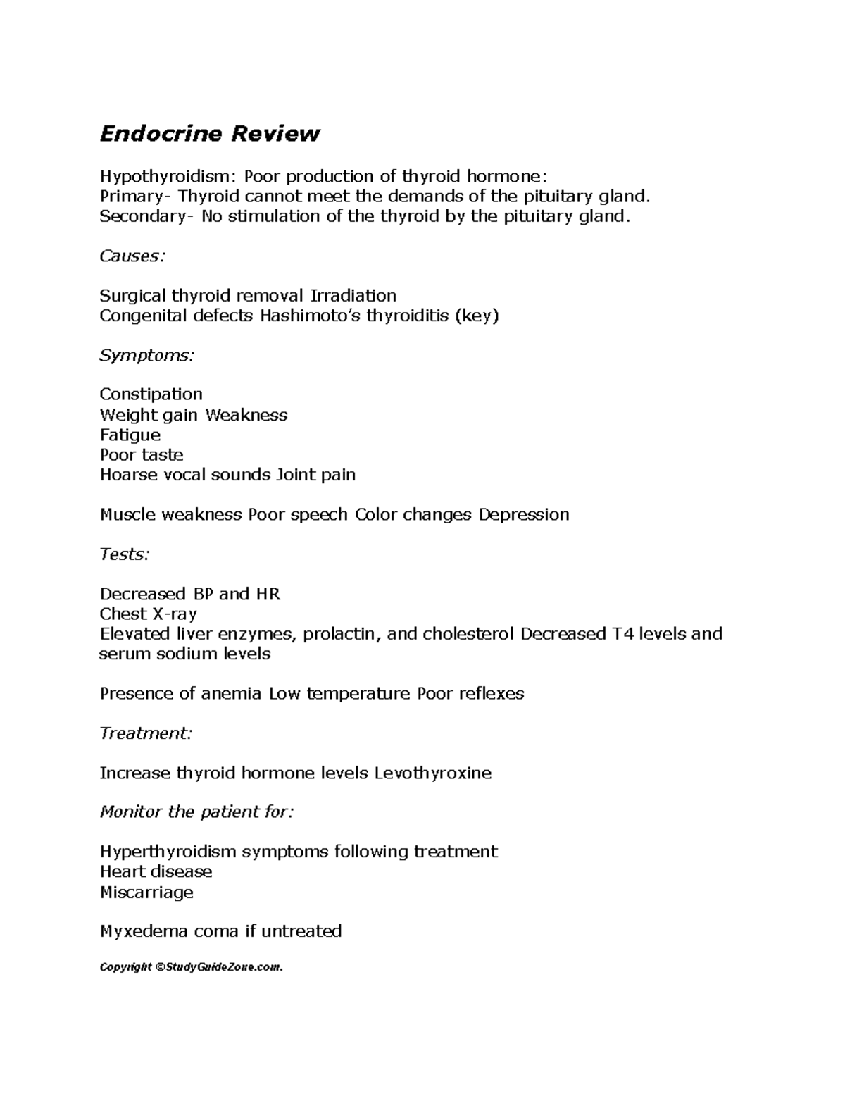 Endocrine Review - Study - Endocrine Review Hypothyroidism: Poor ...