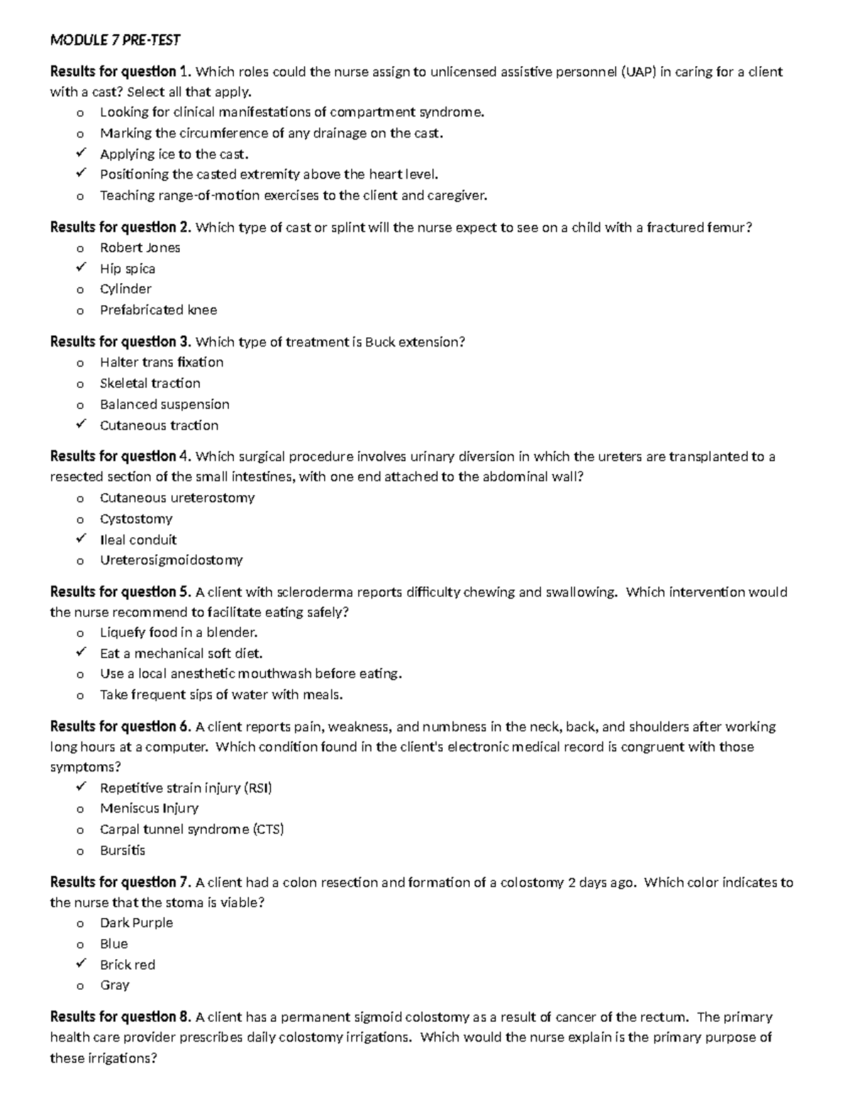 Week 2 Module 7 Pretest - MODULE 7 PRE-TEST Results for question 1 ...
