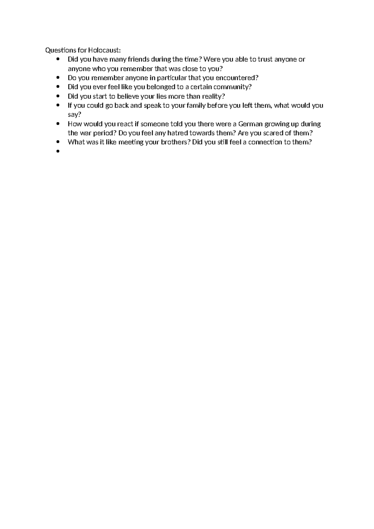 Questions for Holocaust - Studocu