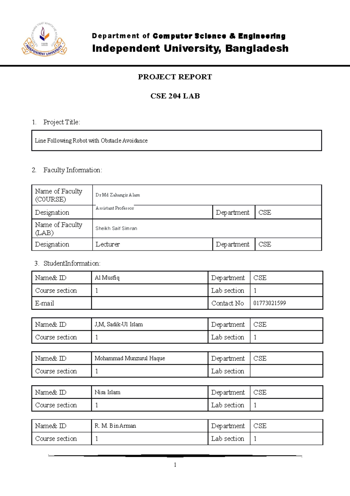 Format Project Proposal - Department of Computer Science & Engineering ...