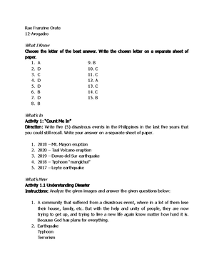 DRRR 10 Activity - SENIOR HIGH NOTES - HAZARD RISK PROBABILI TY IMPACT ...