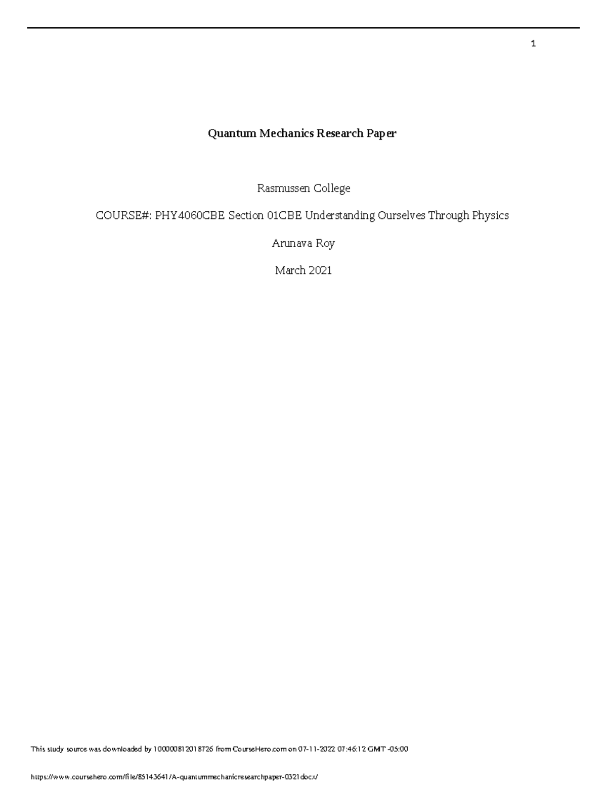 A quantummechanicresearchpaper 0321 - Quantum Mechanics Research Paper ...