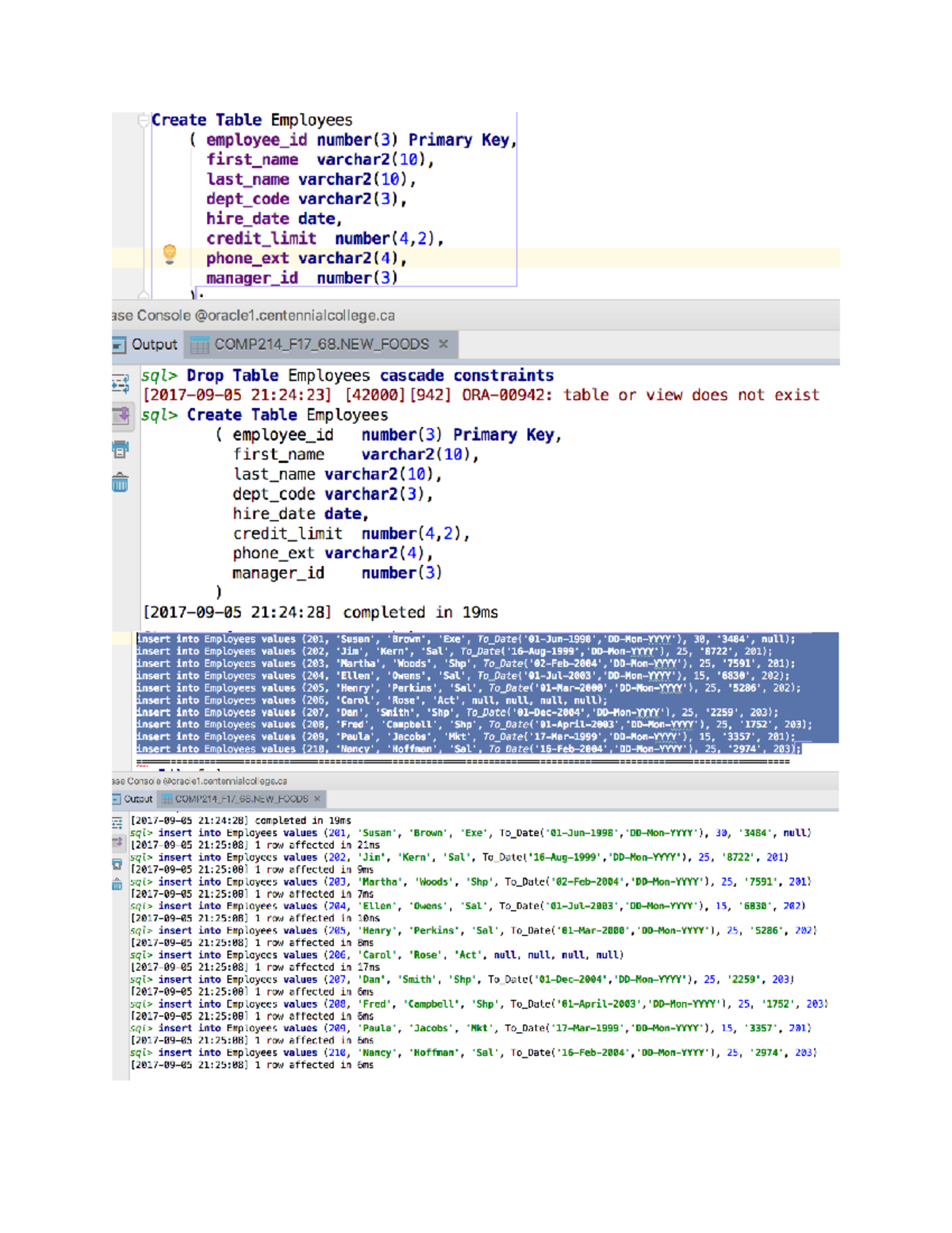 Sample Tables 2 - treate Table Employees ( employee_id number(3 ...