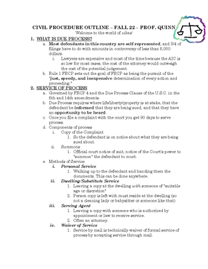 Civil Procedure Black Letter Outline - General Info Marks rule: A ...
