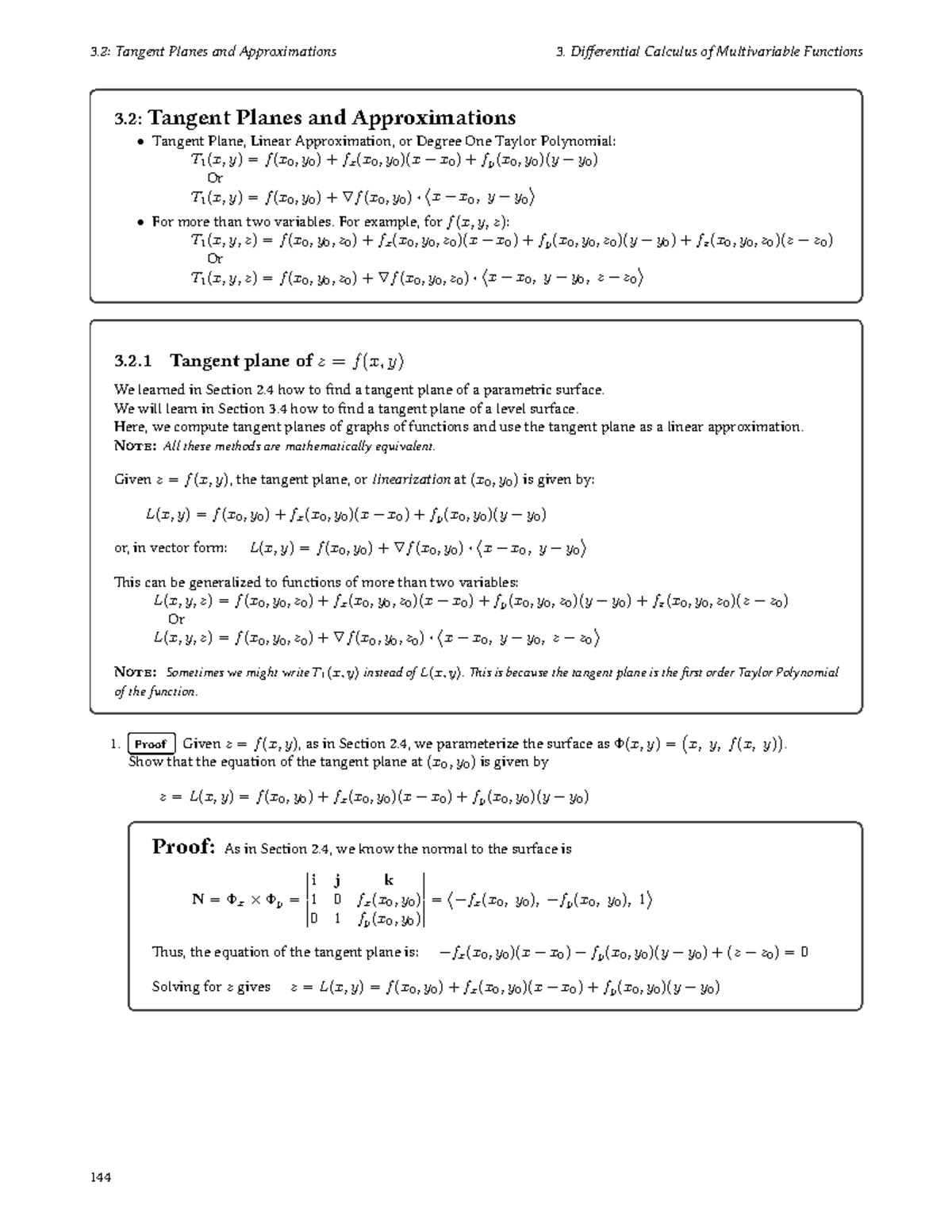 03-02-Approximations - 3: Tangent Planes and Approximations 3. Differential Calculus of - Studocu