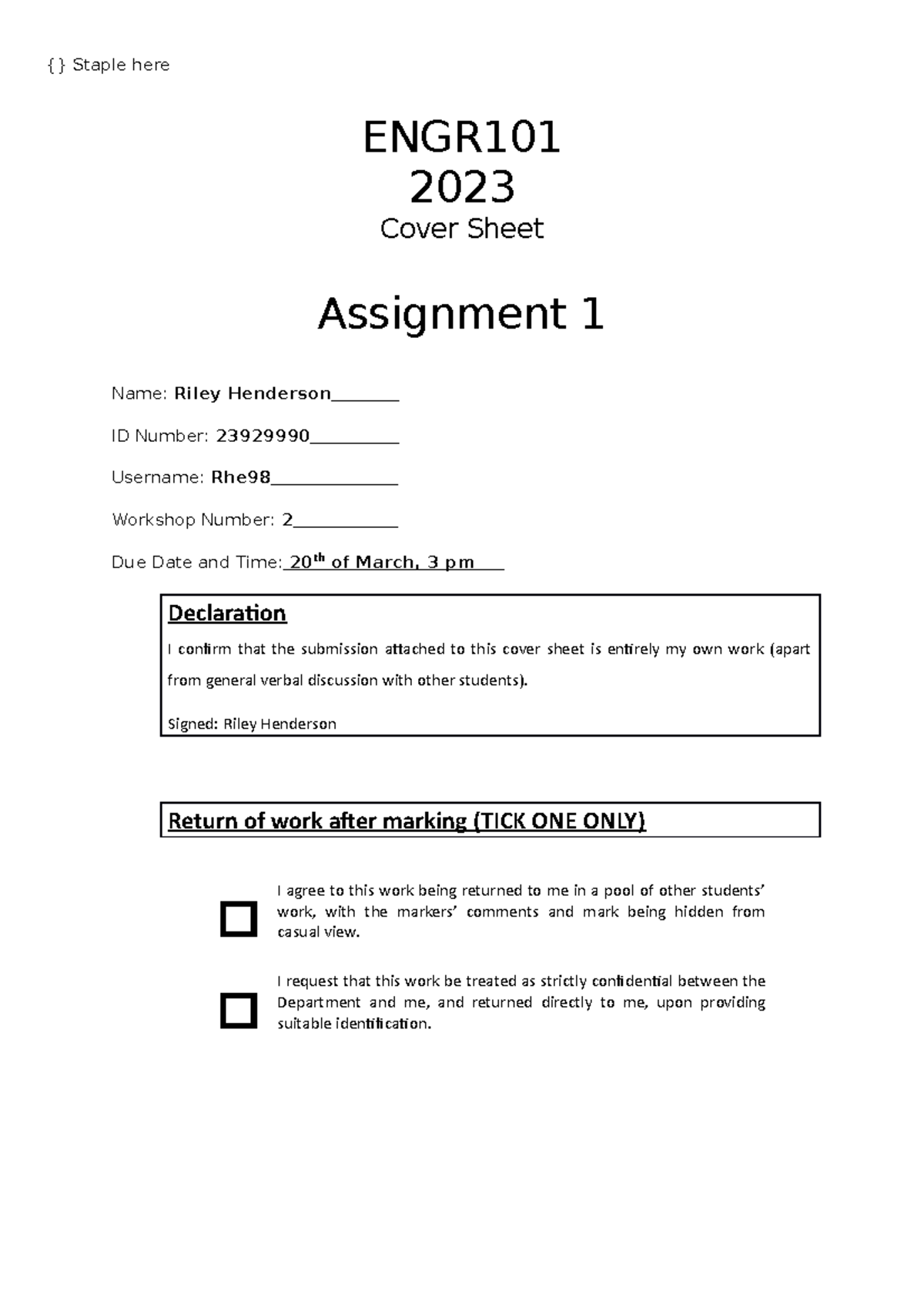 ENGR101 Assignment 1 - Foundations of Engineering - UCNZ - Studocu
