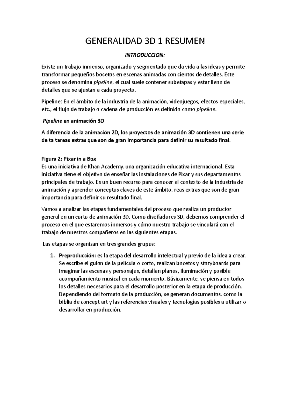 Generalidad 3D 1 Resumen - GENERALIDAD 3D 1 RESUMEN INTRODUCCION ...