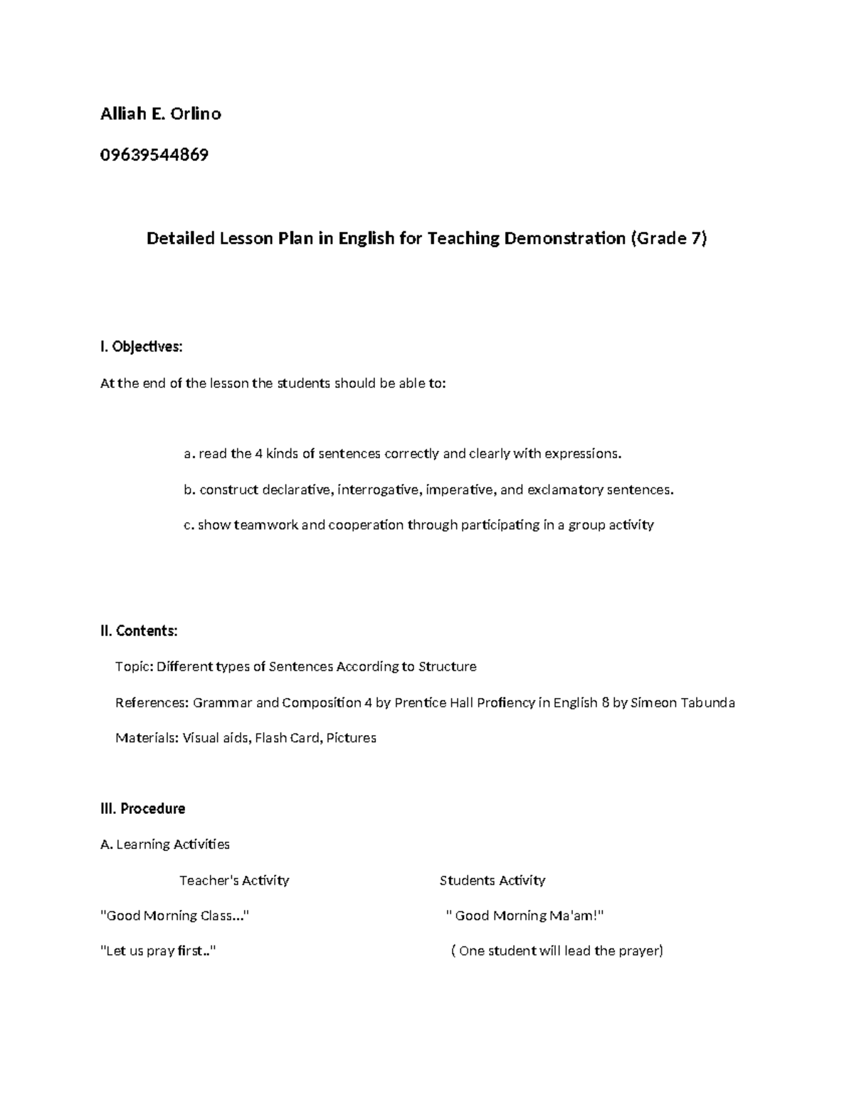 Detailed Lesson (Grade 9) - Alliah E. Orlino 09639544869 Detailed ...