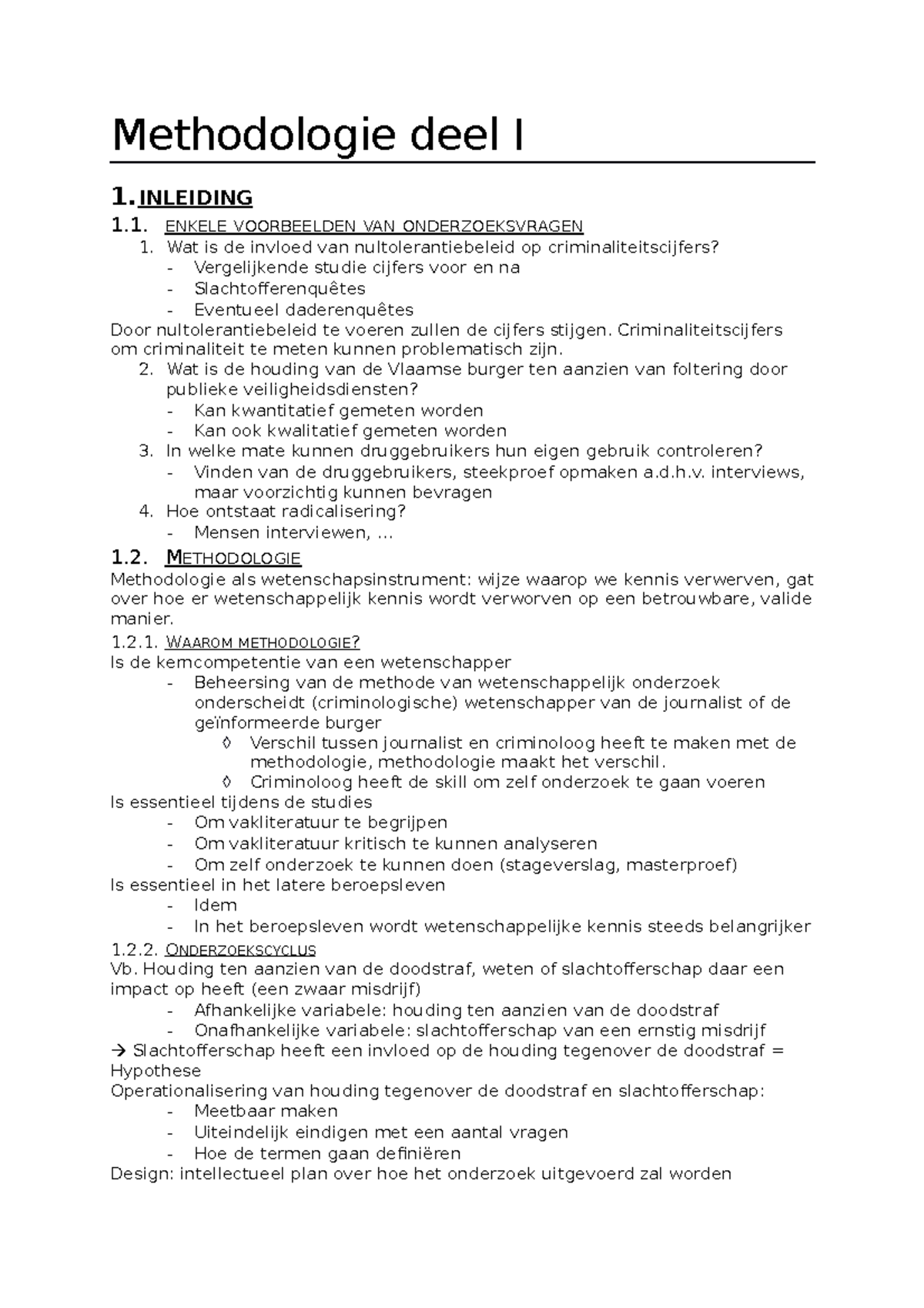Methodologie deel I - College-aantekeningen Allemaal - Methodologie ...