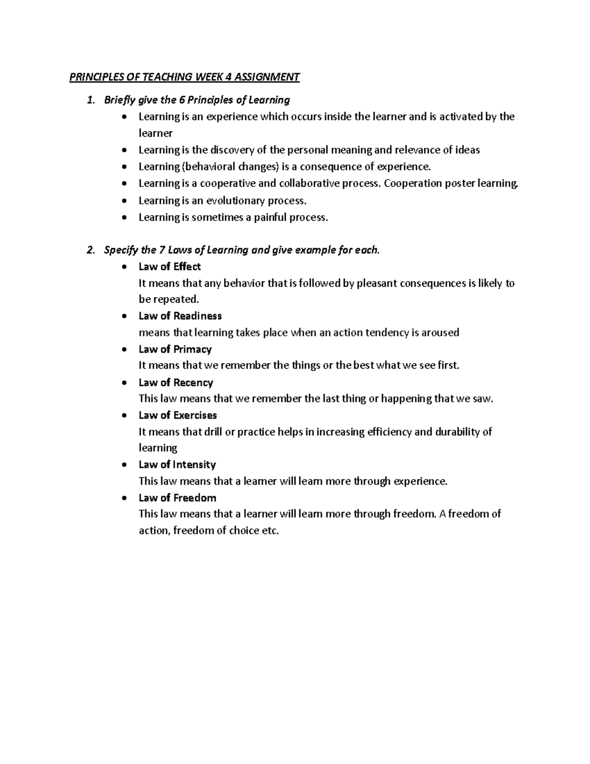 Principles OF Teaching WEEK 4 Assignment Objective Relatedness ...