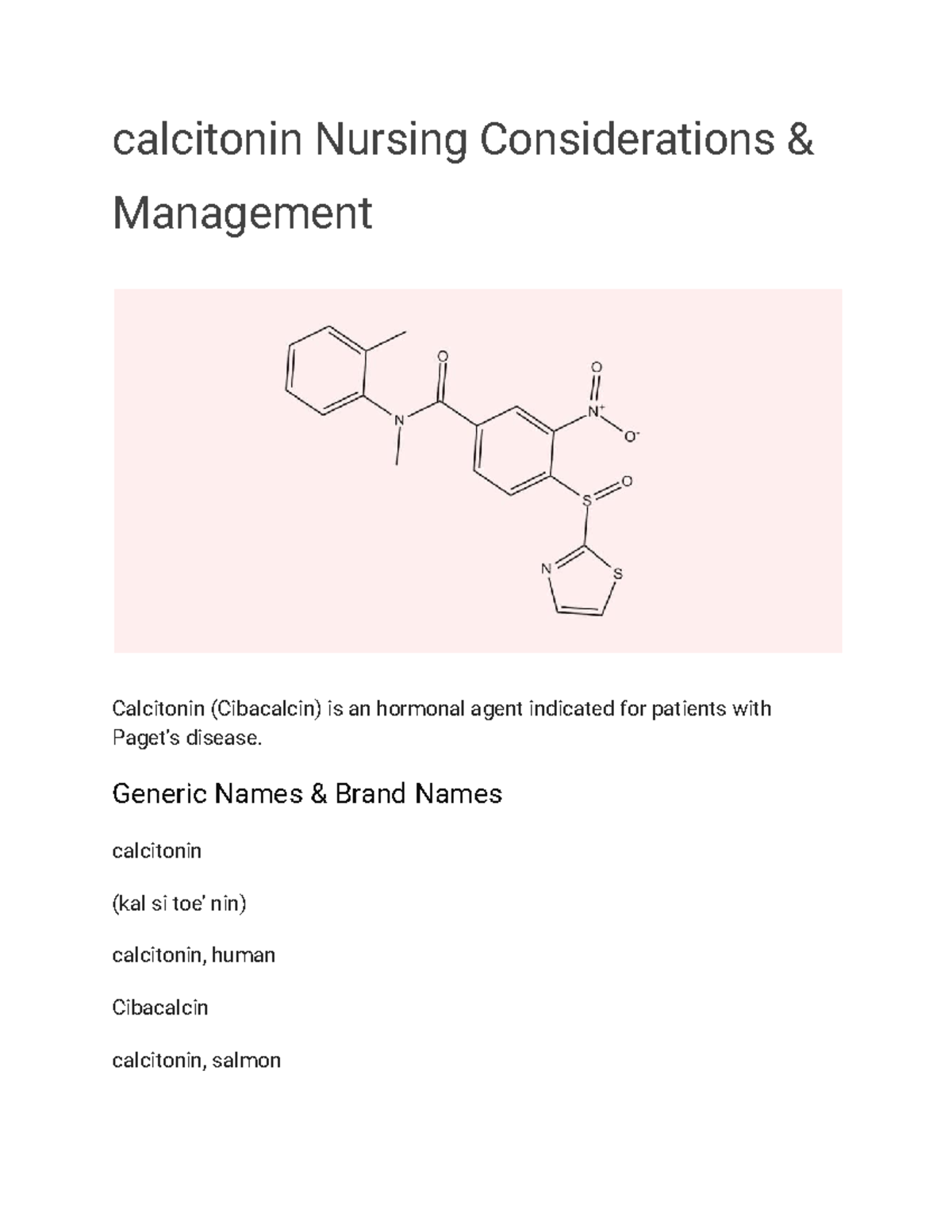 Untitled document (48) - calcitonin Nursing Considerations & Management ...