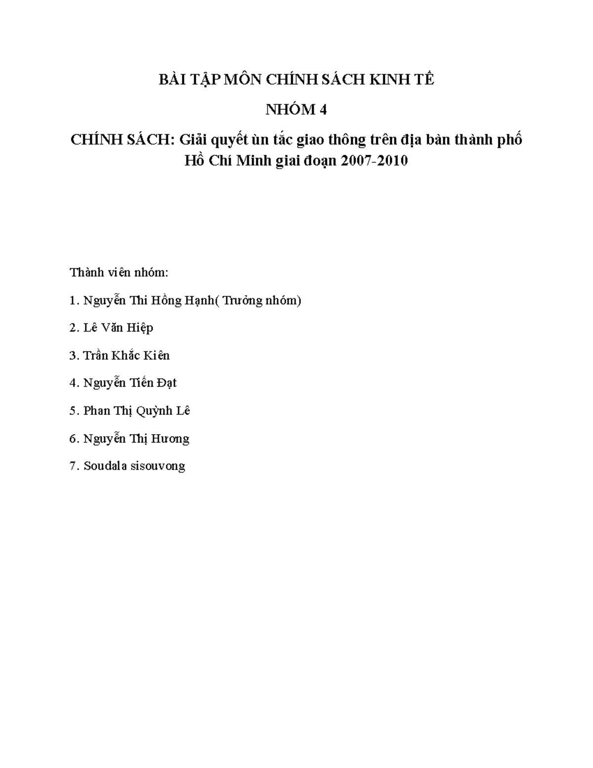 Nhom 4 - Phan tich 1 chinh sach tu chon - BÀI TẬP MÔN CHÍNH SÁCH KINH ...