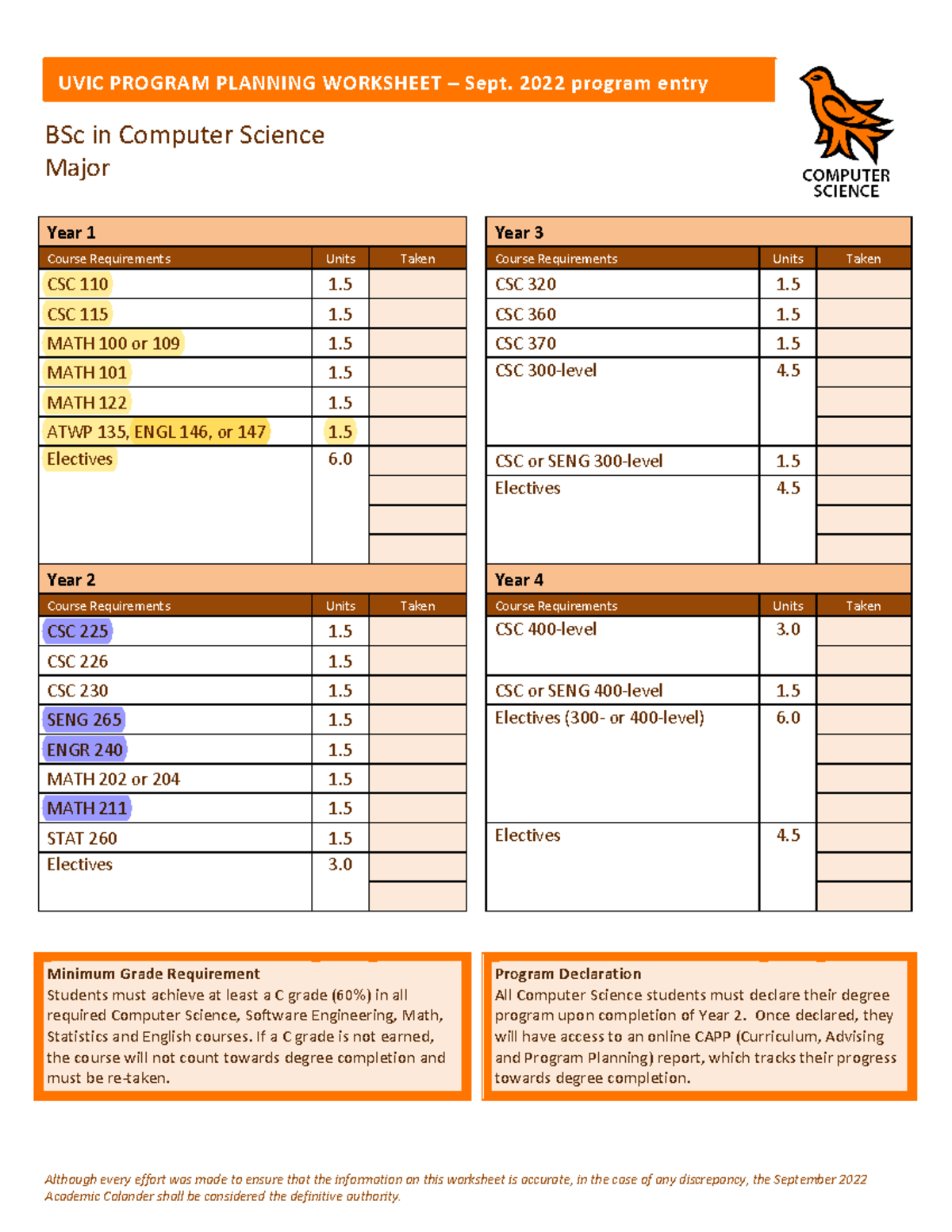 Ppw ecs csci major - Course planning - Although every effort was made ...