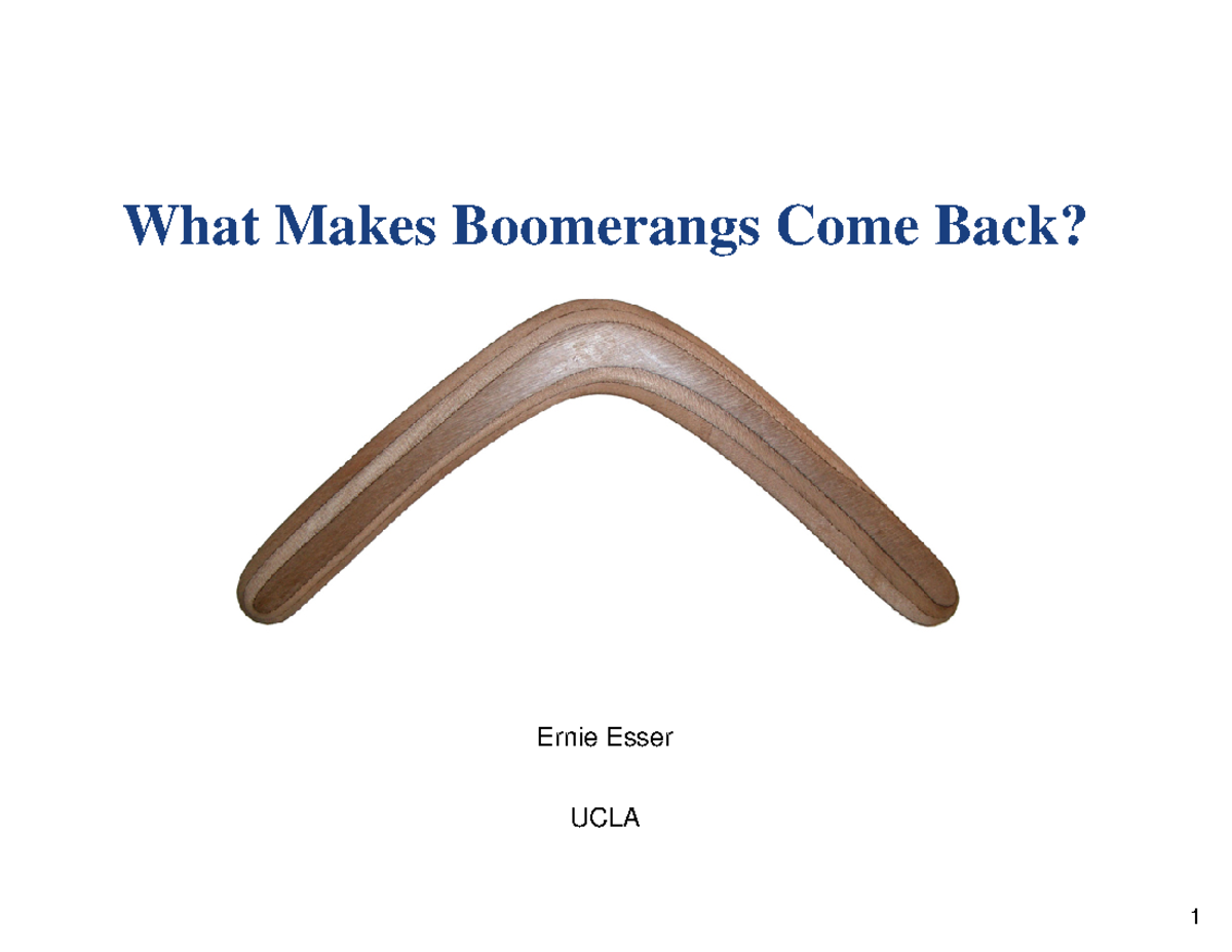 Justboom - Dit - What Makes Boomerangs Come Back? Ernie Esser UCLA ...