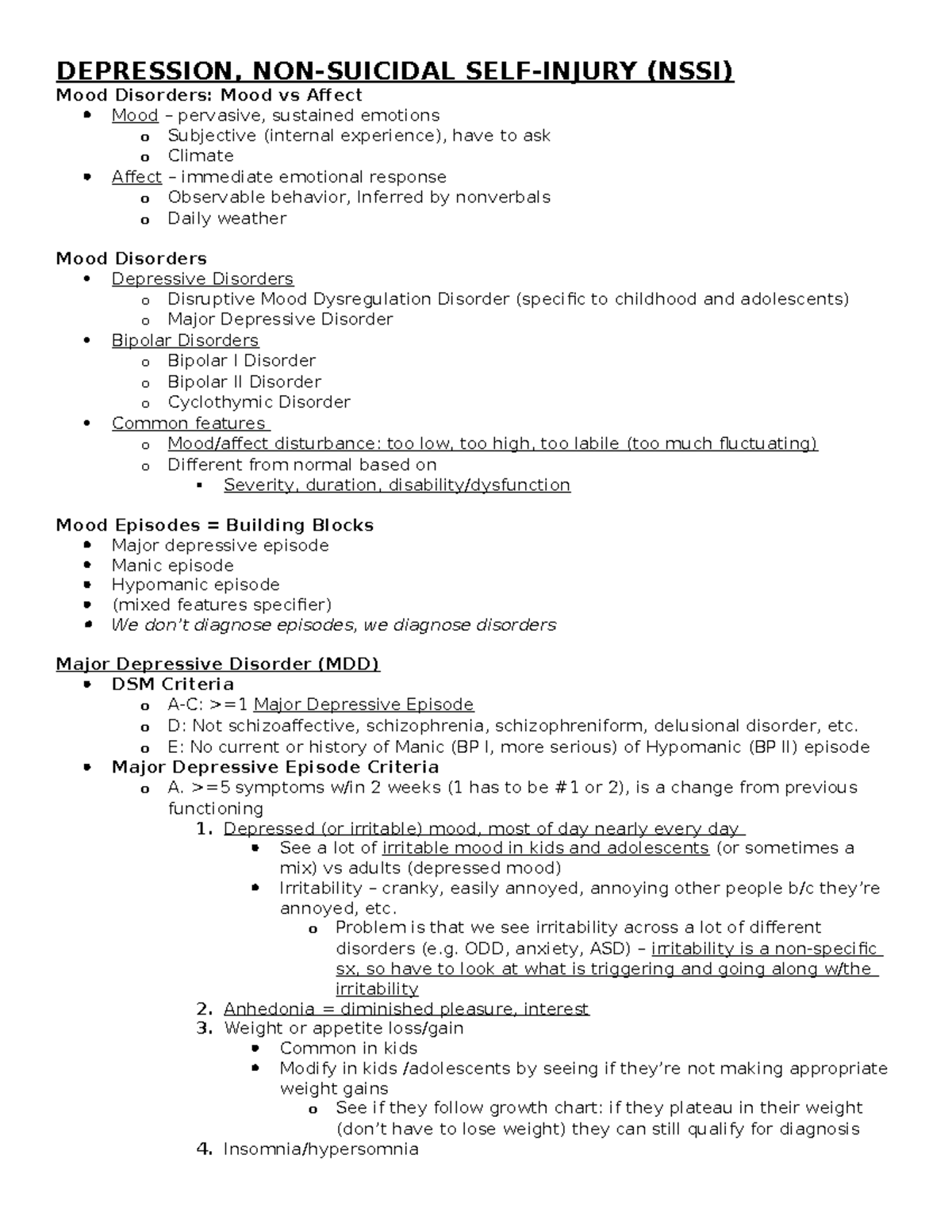 Depression, NSSI - DEPRESSION, NON-SUICIDAL SELF-INJURY (NSSI) Mood ...