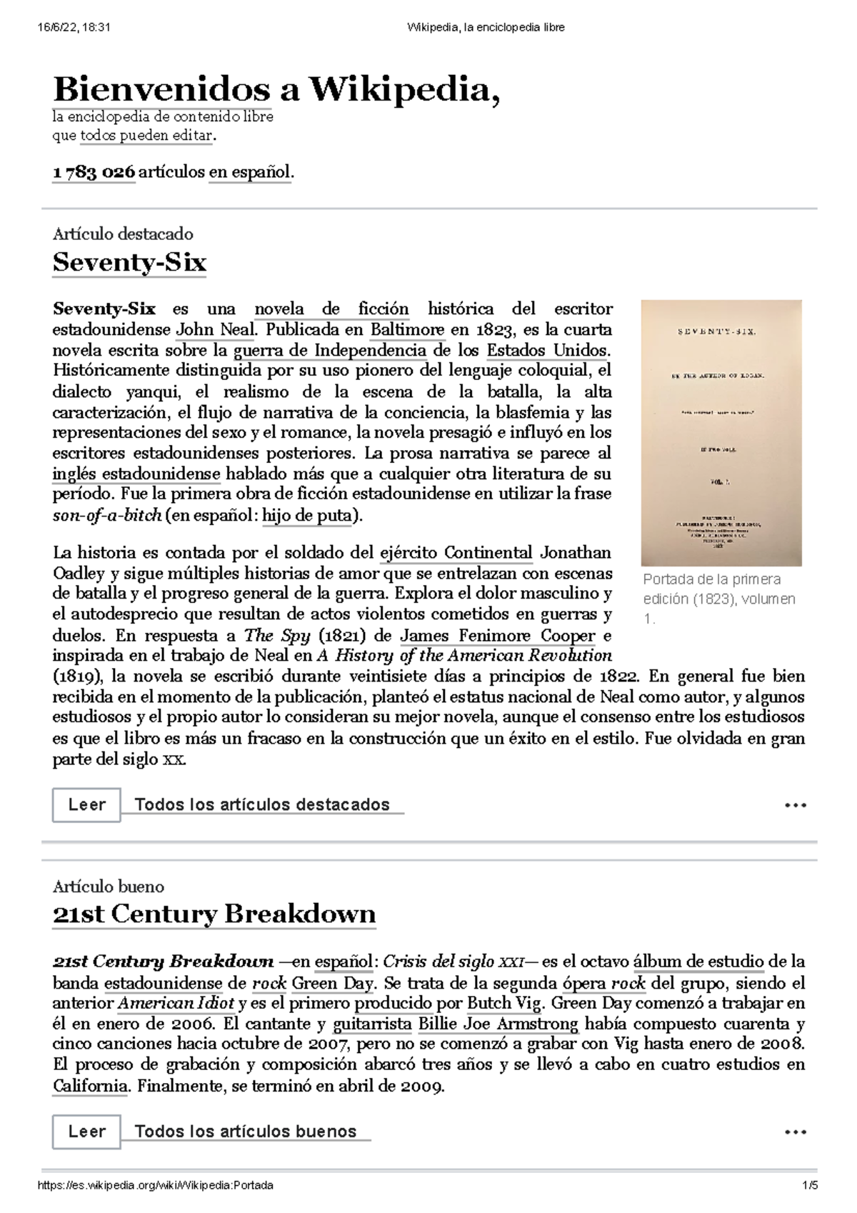 Wikipedia, la enciclopedia libre - Portada de la primera edición (1823 ...