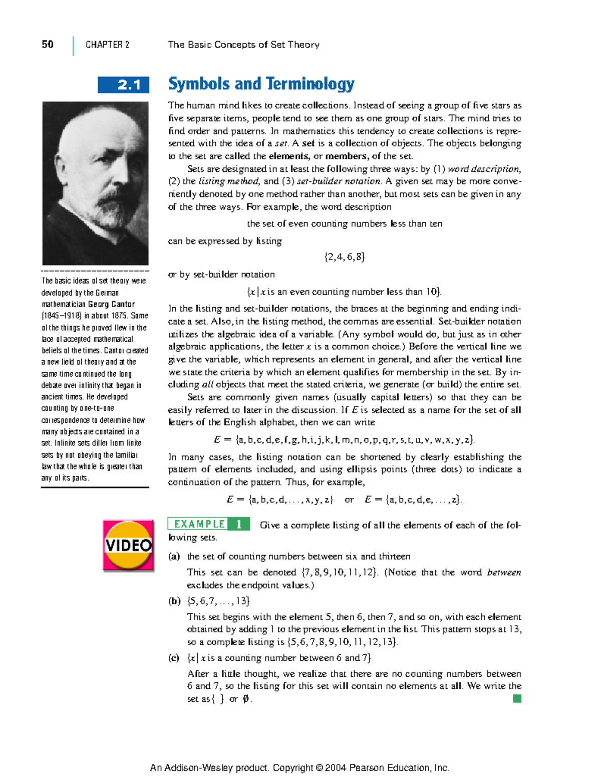 mathematical ideas - 50 CHAPTER 2 2 The Basic Concepts of Set Theory ...