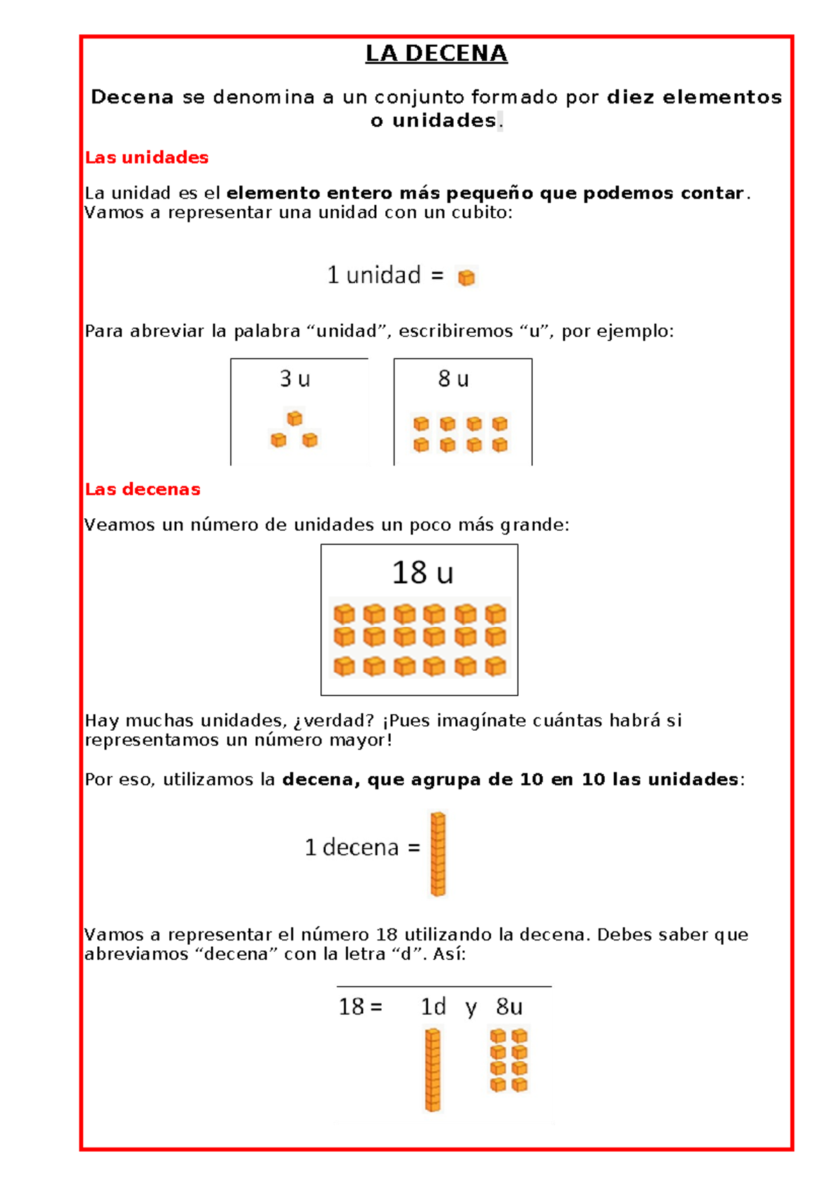 Ficha-LA Decena - ejecrcicios - LA DECENA Decena se denomina a un ...