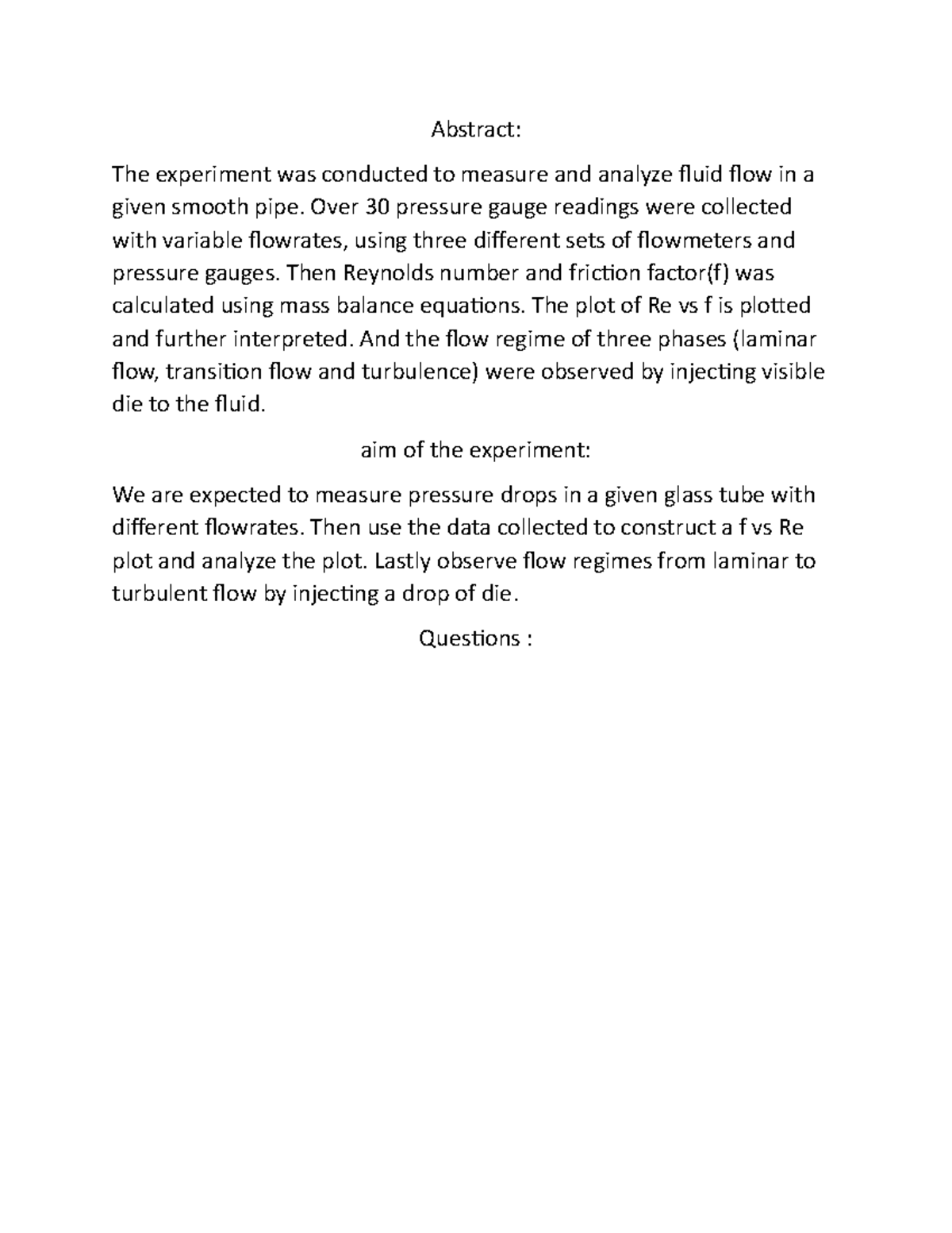 Lab1 report - Abstract: The experiment was conducted to measure and ...