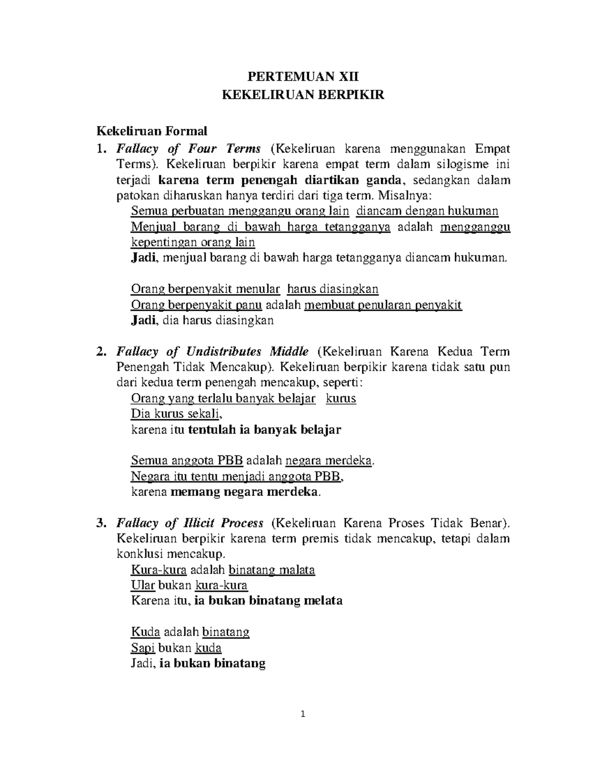 Kekeliruan Formal Informal Logika Kekeliruan Berpikir - PERTEMUAN XII ...