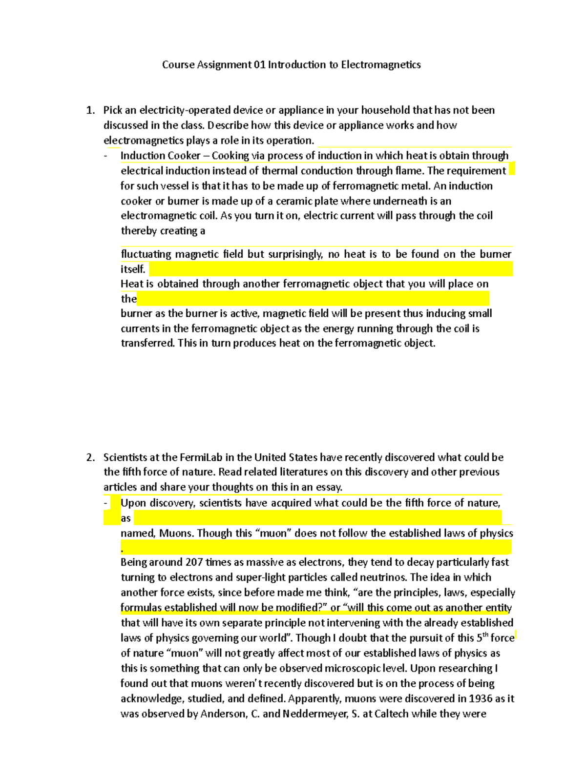 Course Assignment 01 Introduction to Electromagnetics - Course Assignment 01 Introduction to ...