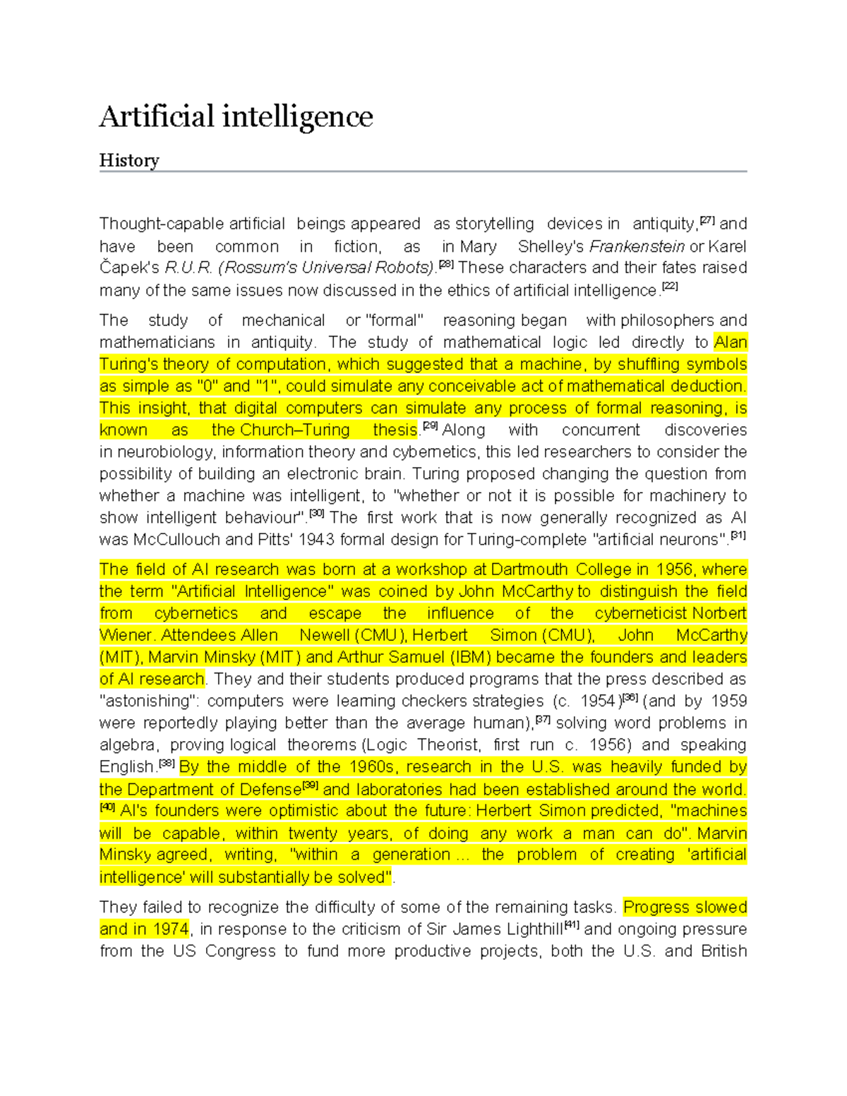 Artificial intelligence history - Artificial intelligence History ...