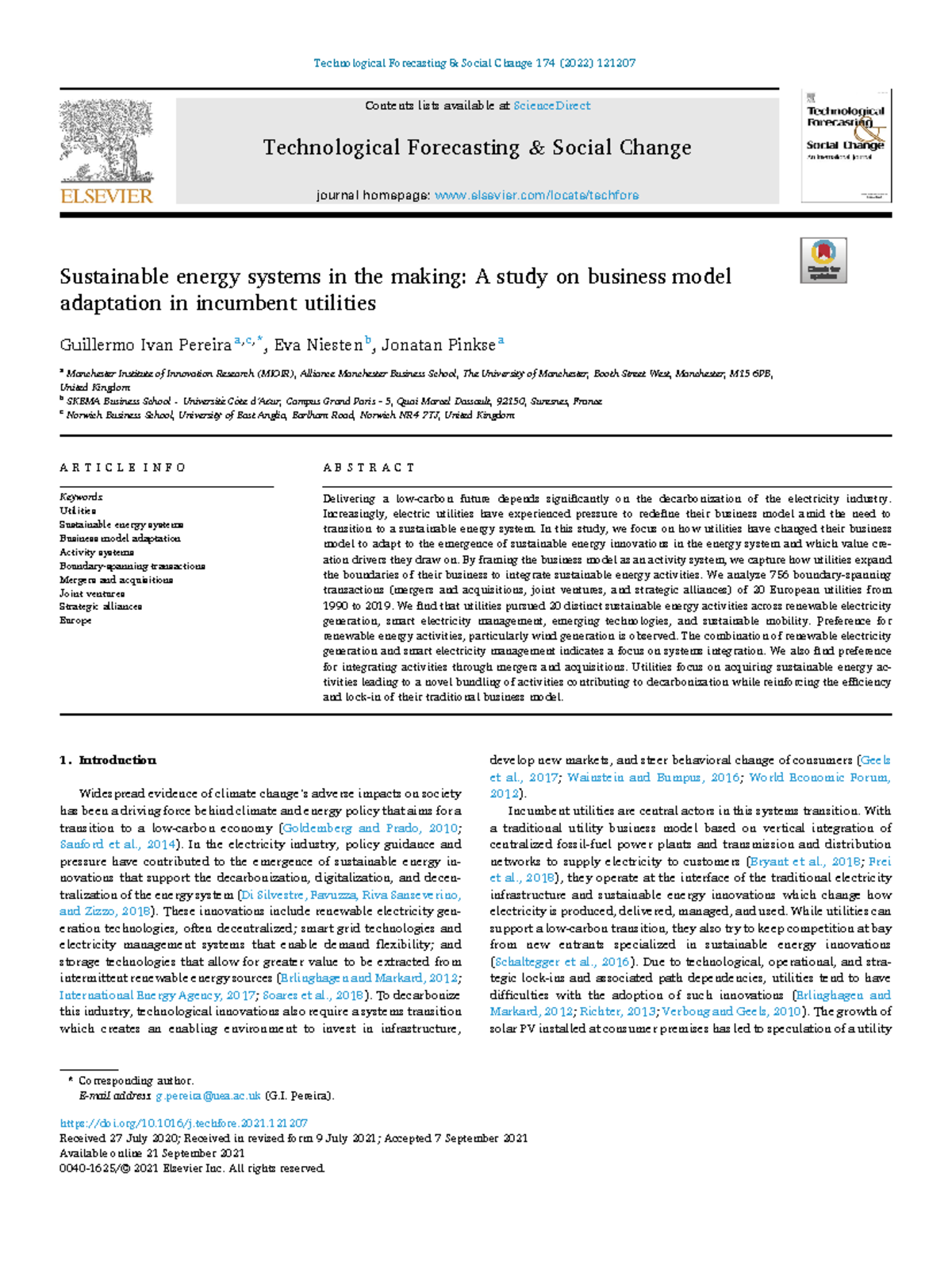 Sustainable energy systems in the making: A study on business model ...
