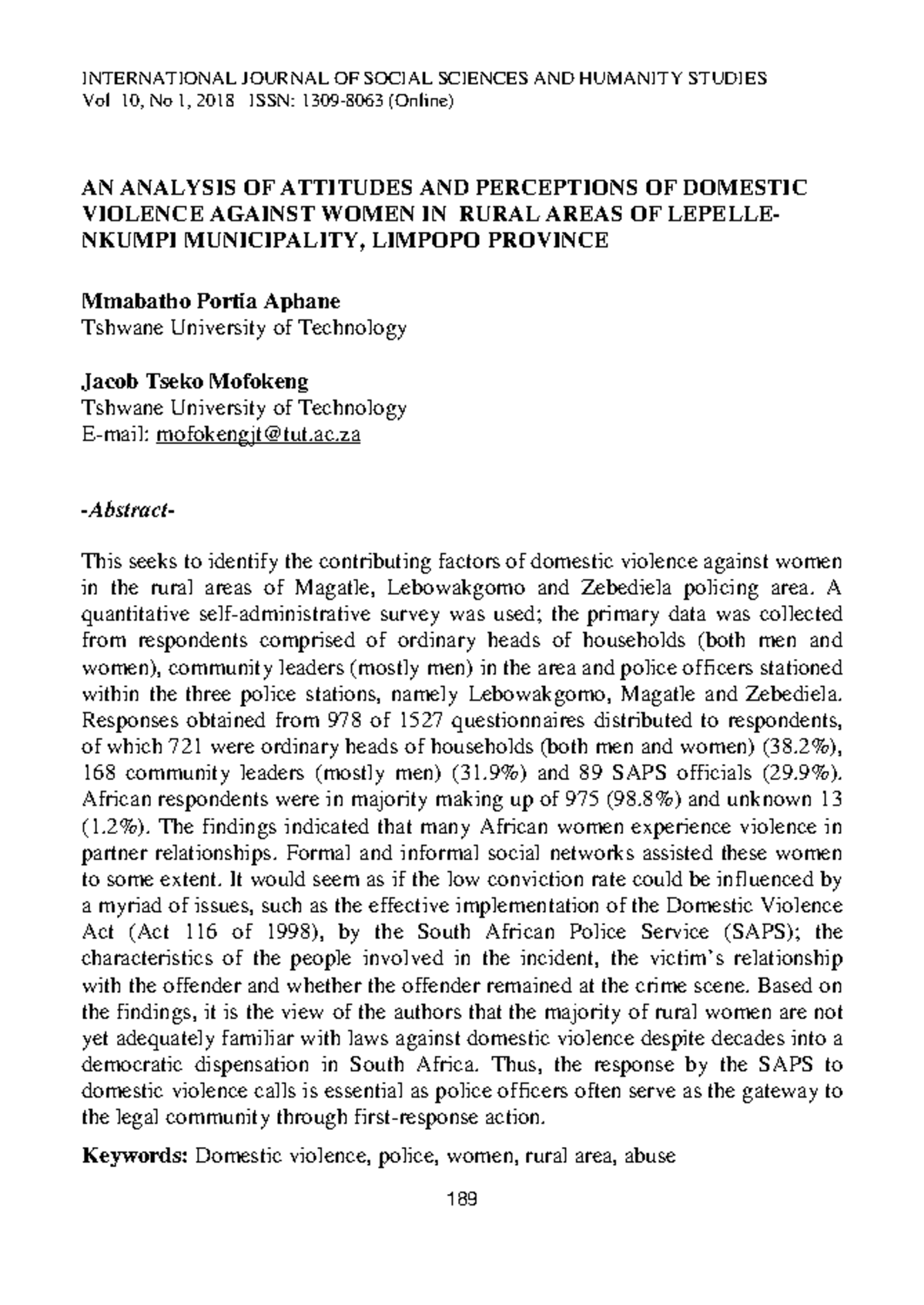 M-p-aphane - Research resource - Vol 10, No 1, 2018 ISSN: 1309-8063 ...