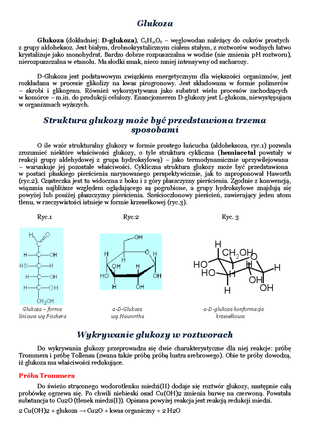 Glukoza - Glukoza Glukoza (dokładniej: D-glukoza ), C 6 H 12 O 6 ...