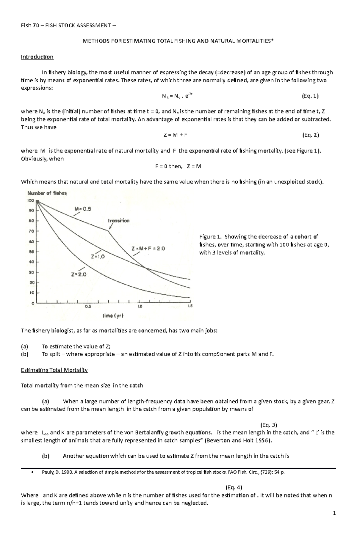 Fish 70 - Estimating total Mortality - Fish 70 – FISH STOCK ASSESSMENT ...