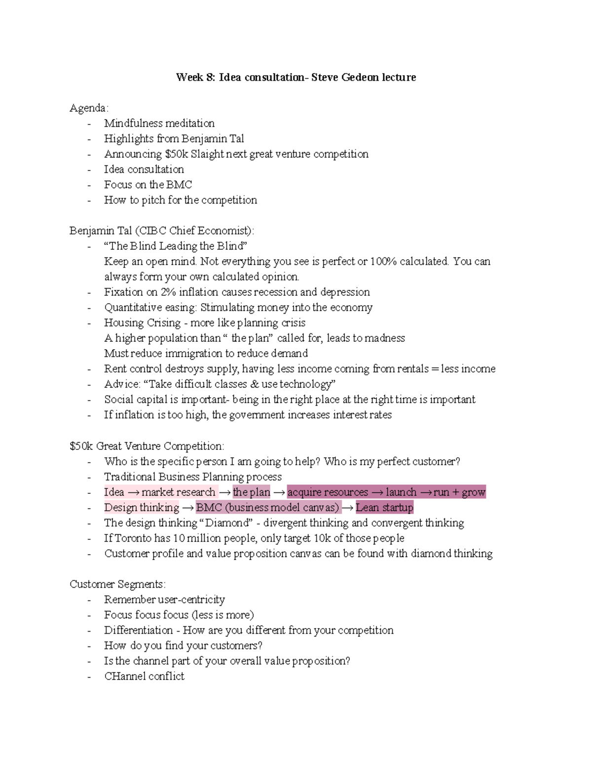 Week 8 ENT Idea consultation - Week 8: Idea consultation- Steve Gedeon ...