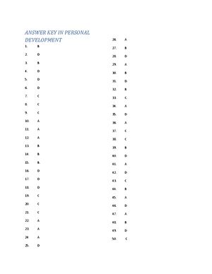 Pretest IN Personal Development - PRE-TEST IN PERSONAL DEVELOPMENT I ...