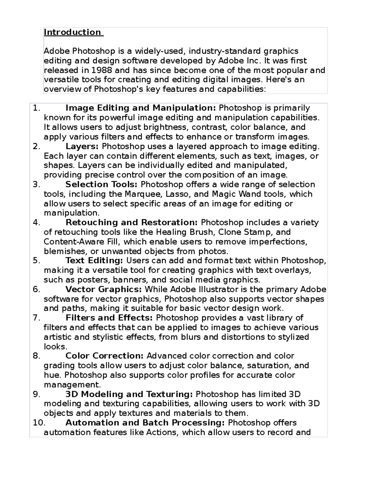 Introduction.docx 1 - Introduction Adobe Photoshop is a widely-used ...