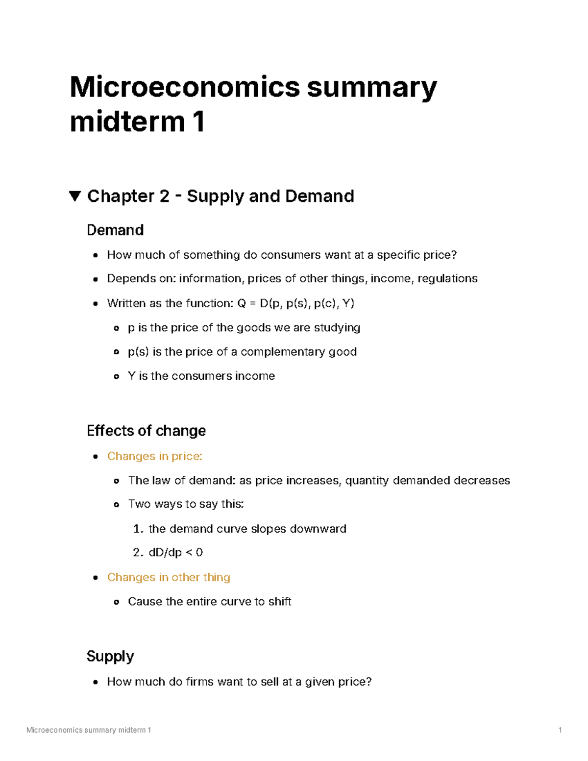 Microeconomic Theory II, Chapter 2-4 summary - Microeconomics summary ...