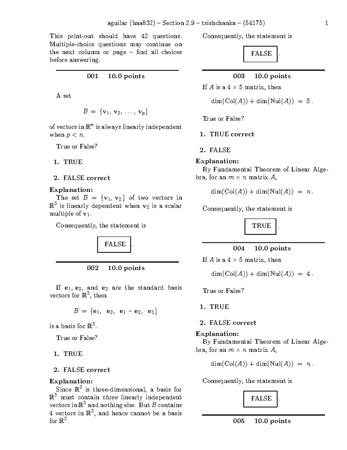 Section 2 - 2.9 homework - This print-out should have 42 questions ...